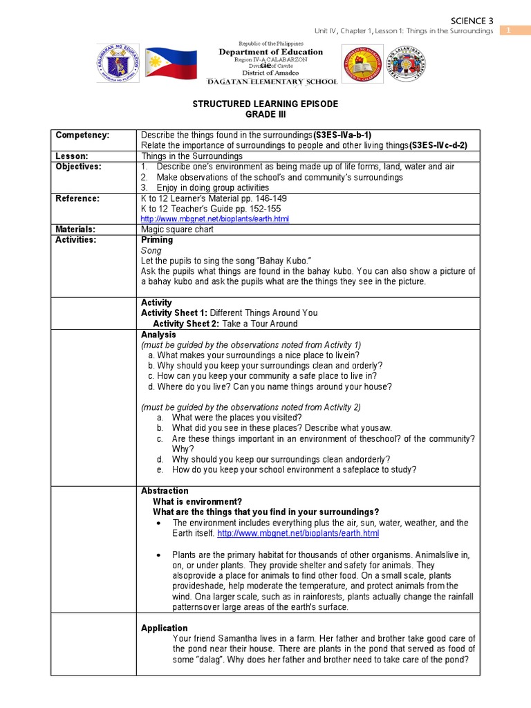 Exploring Our Surroundings: Grade 3 Lesson | PDF | Behavior ...