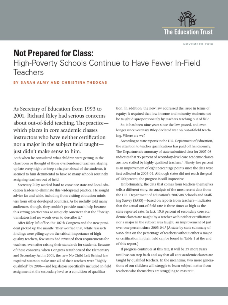 Not Prepared For Class | PDF | Teachers | No Child Left Behind Act