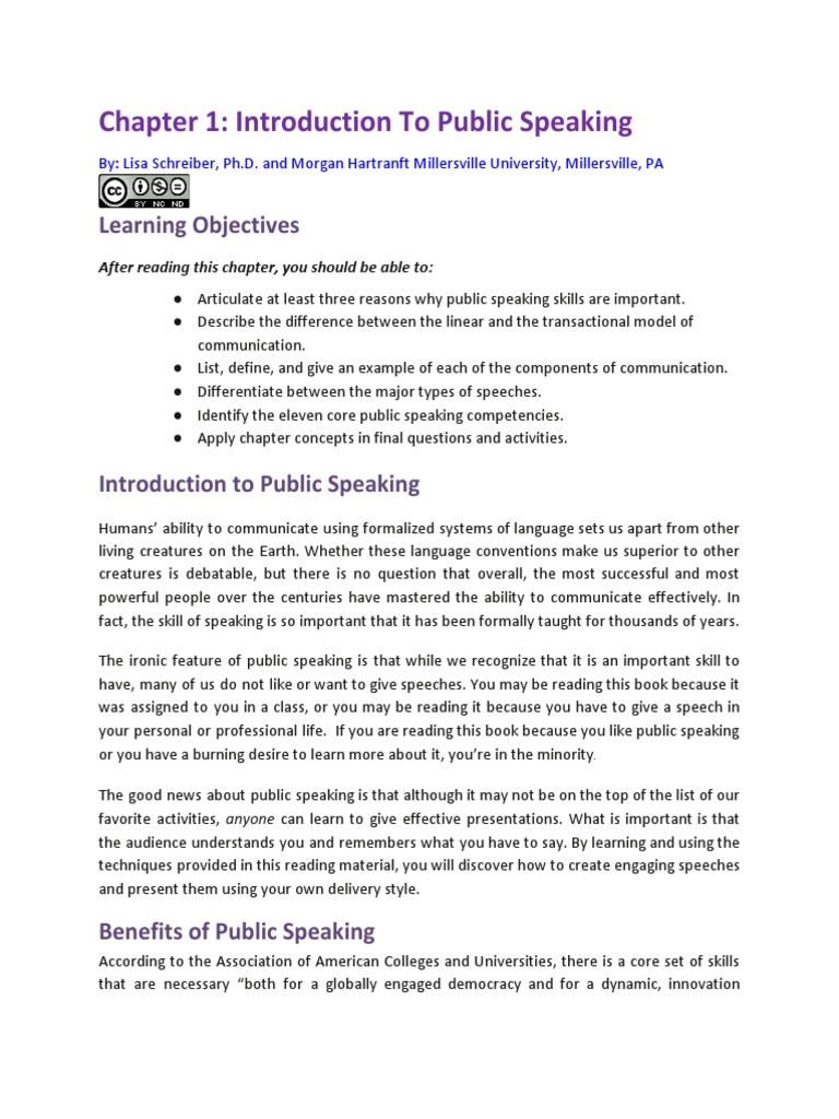 Chapter 1 - Introduction To Public Speaking Verson 6 | PDF | Nonverbal ...