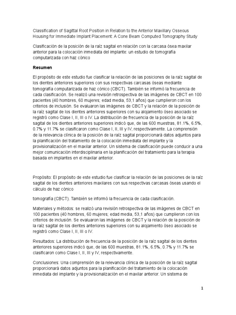 TRA - Classification of Sagittal Root Position in Relation To The ...