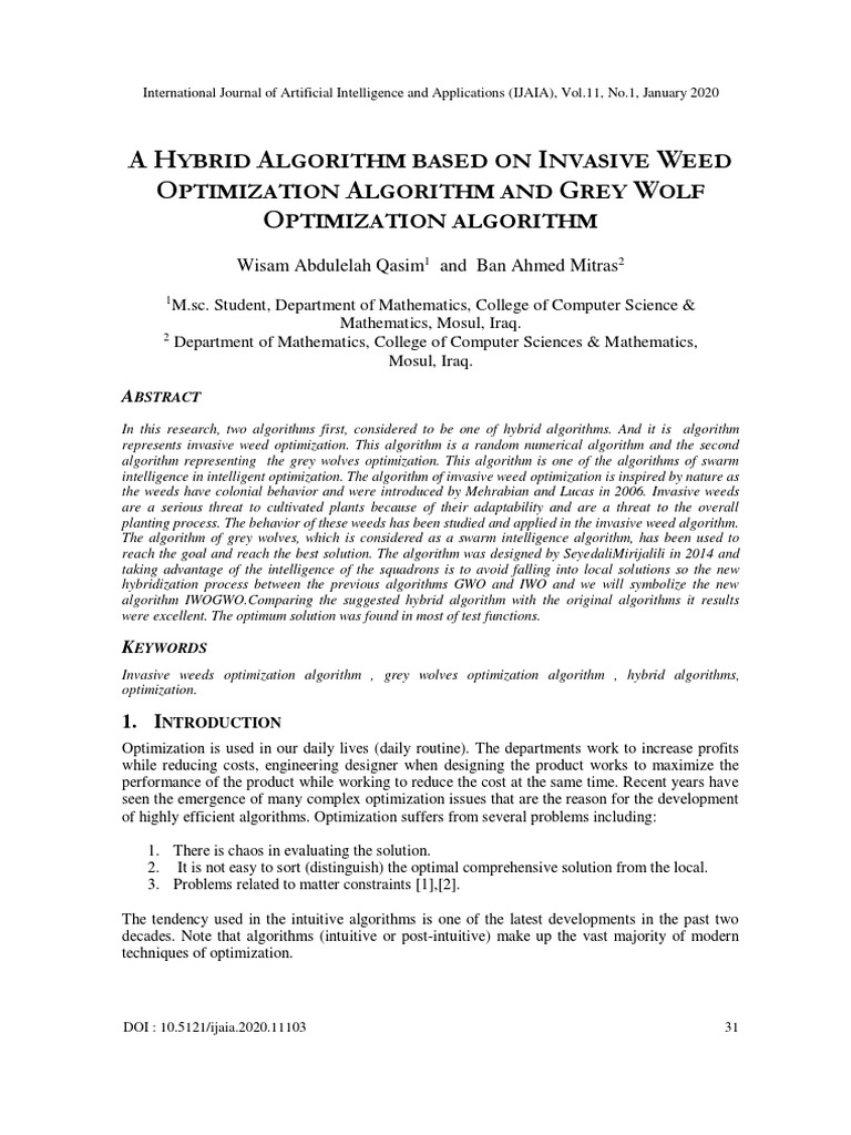 A Hybrid Algorithm Based On Invasive Weed Optimization Algorithm and ... A Hybrid Algorithm Based On Invasive Weed Optimization Algorithm and ...