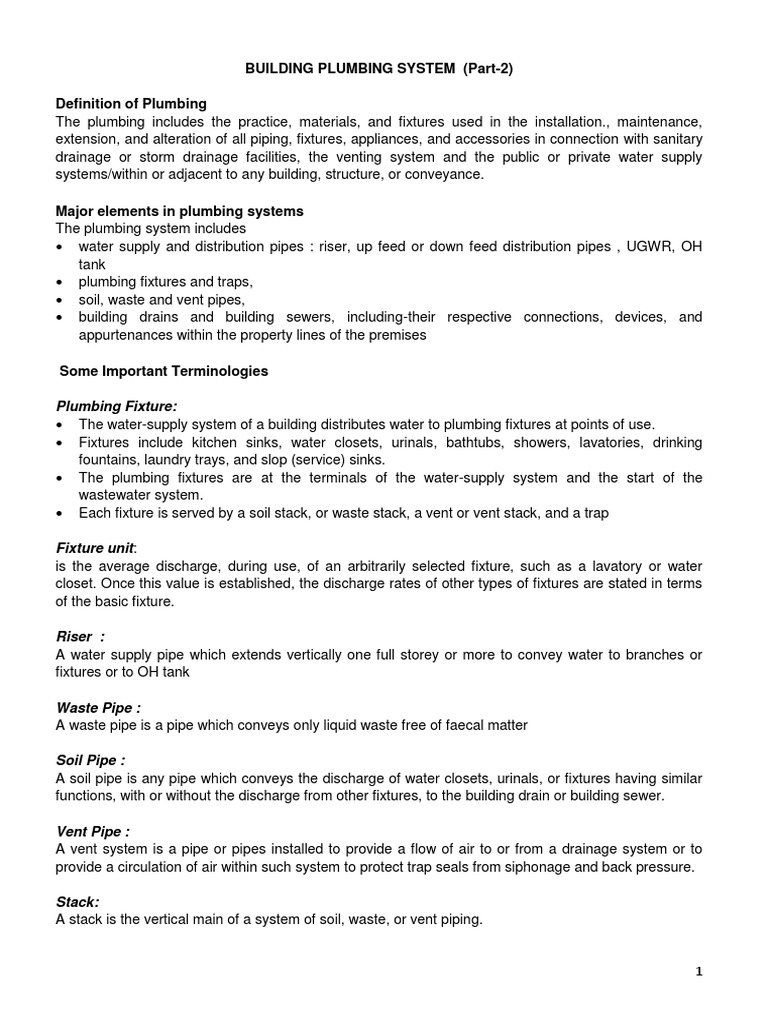Building Plumbing System Part 2 Pdf Plumbing Hydraulic Engineering