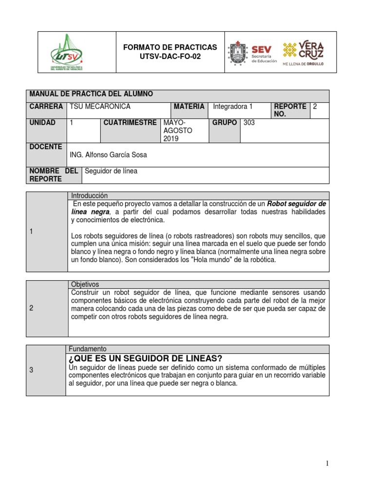 Reporte de Seguidor de Linea | PDF | Robot | Robótica