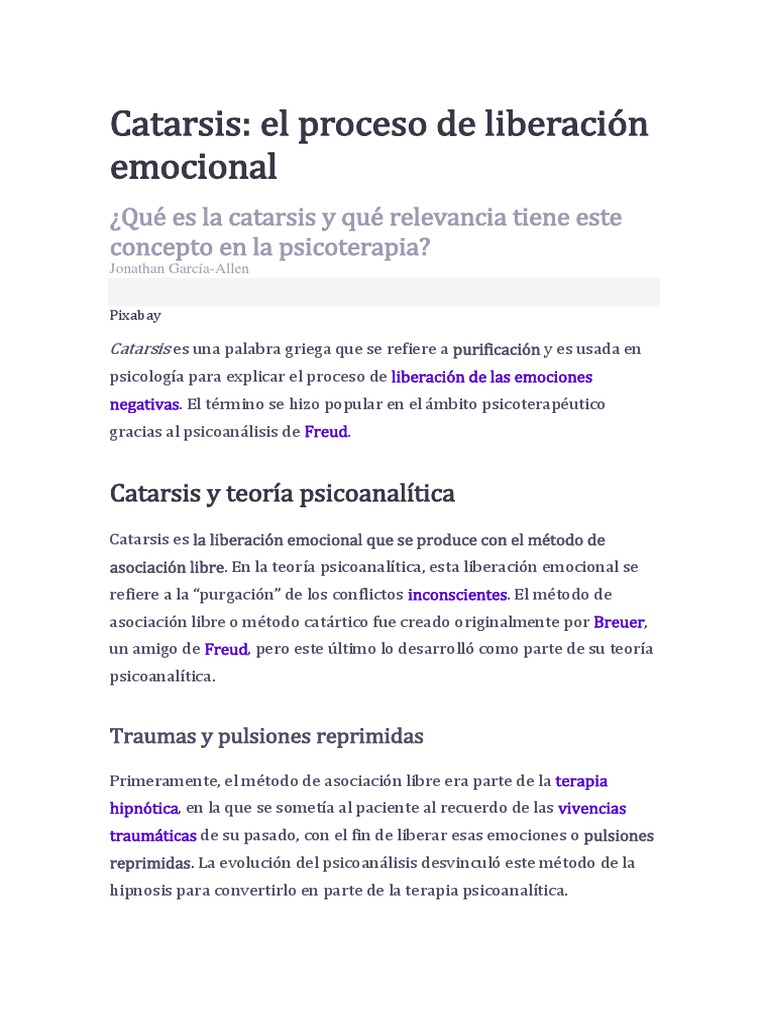 Catarsis: Liberación Emocional en Psicología | PDF | Psicoanálisis ...
