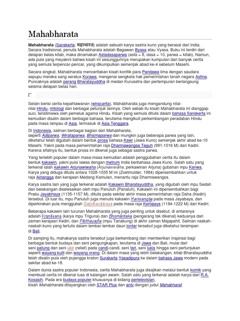 Sejarah dan Versi Mahabharata di Indonesia | PDF | Sejarah | Klasik