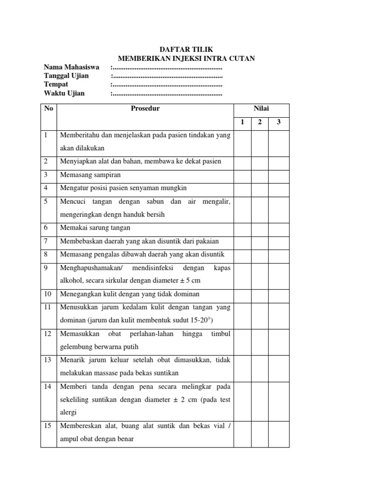 Prosedur Injeksi Intra Cutan | PDF | Sains & Matematika