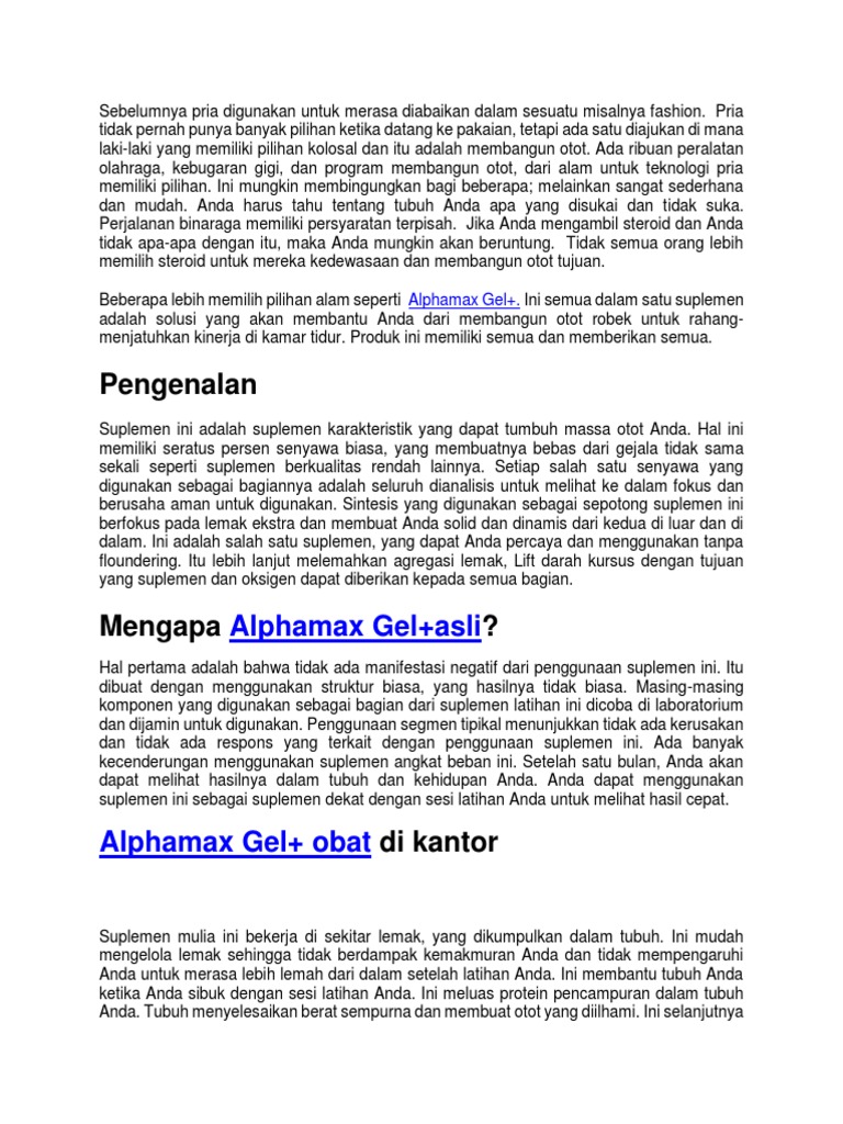 Suplemen Alphamax Gel+ untuk Pria | PDF | Pengembangan Diri | Kesehatan ...