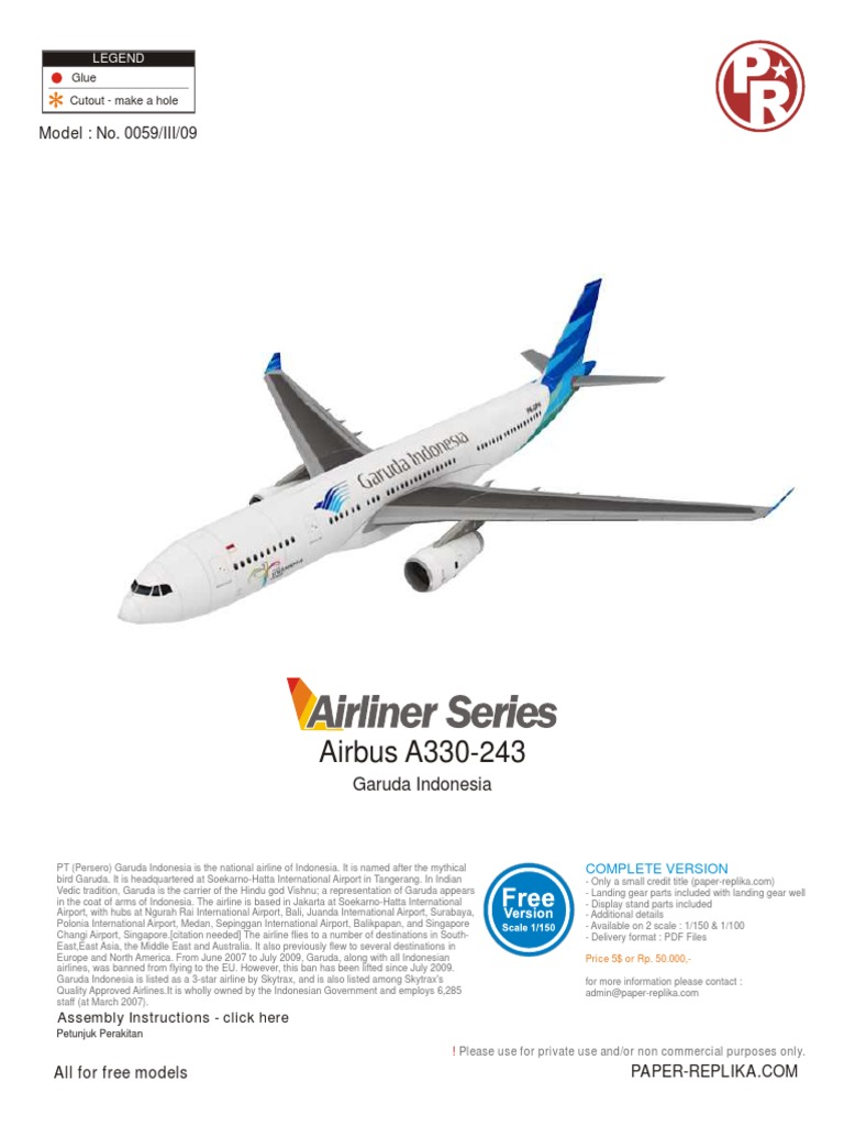 A330-243 Garuda Indonesia Papercraft | PDF | Aviation | Indonesia