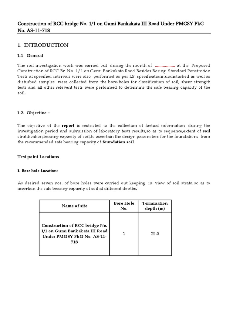 Soil Investigation Report For Pile (Bridge) Gumi Bankakata PDF ...