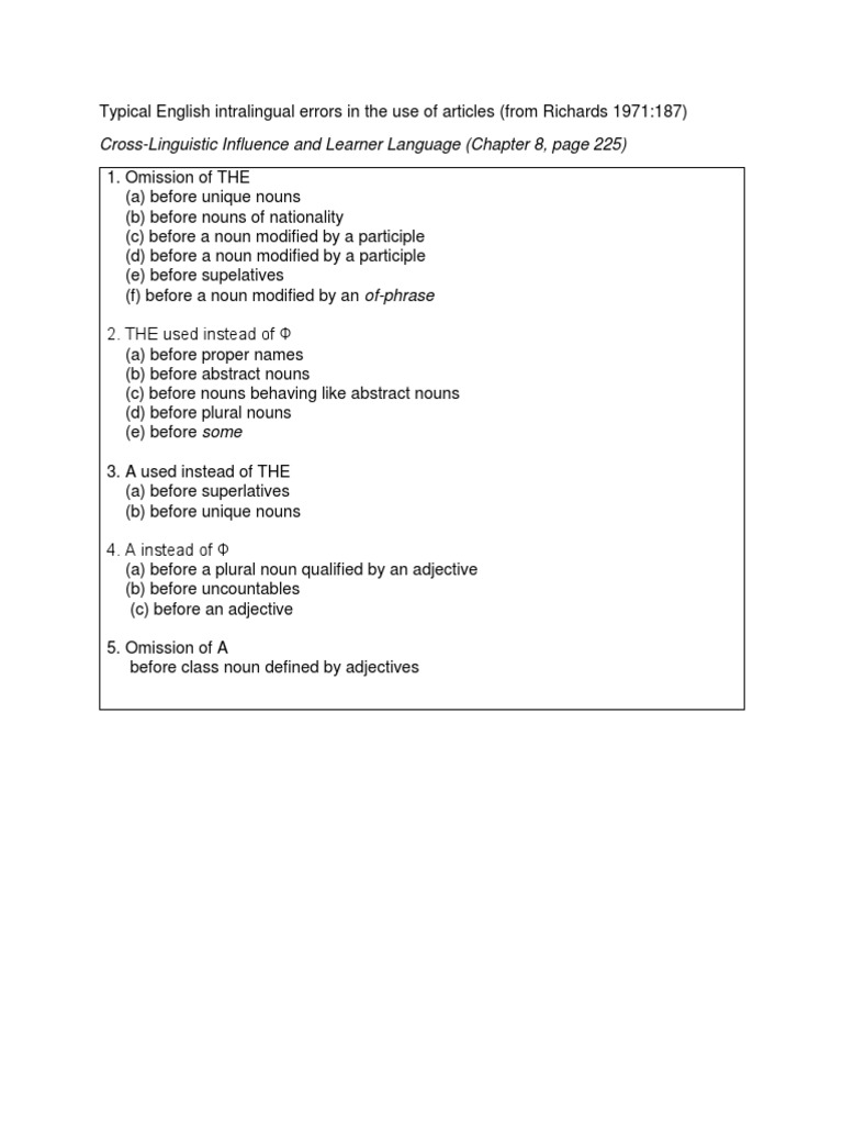 Language Learners' Article Errors | PDF | Languages | Language Arts ...