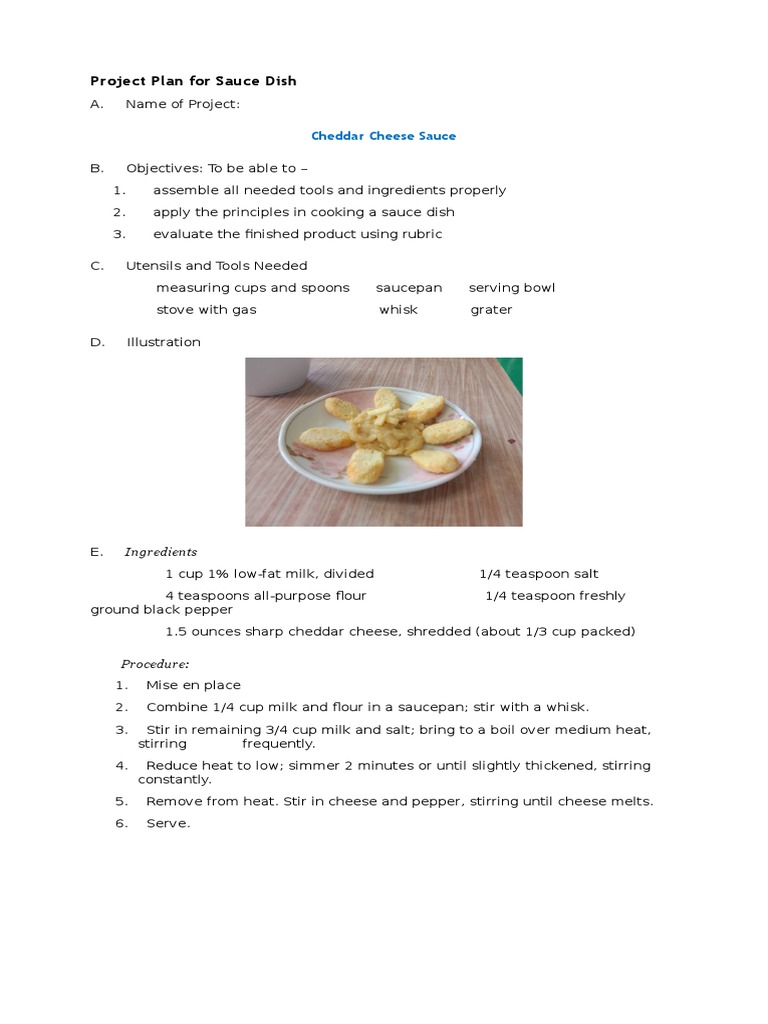 Project Plan For Soup and Sauce | PDF | Teaspoon | Spoon