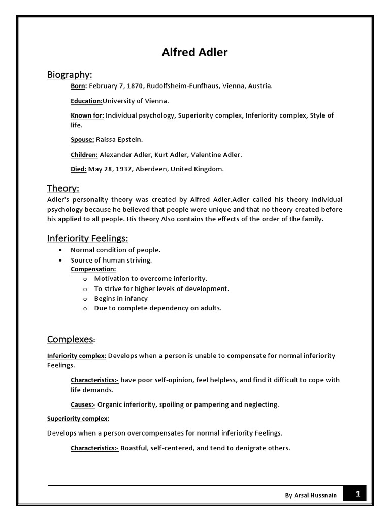 Alfred Adler's Individual Psychology Theory: An Overview of His Views ...
