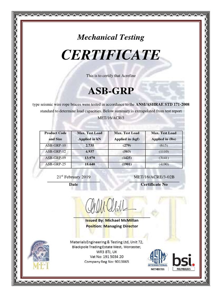 Certificate ASB-GRP | PDF