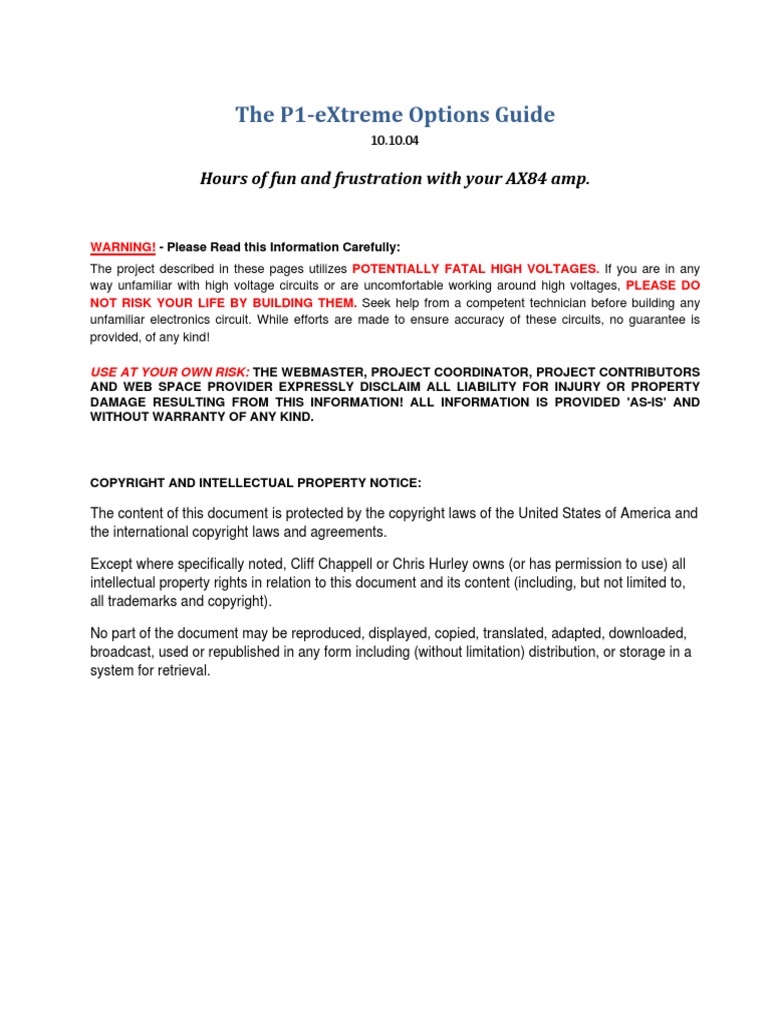 AX84 P1x Options 101004 | PDF | Vacuum Tube | Resistor
