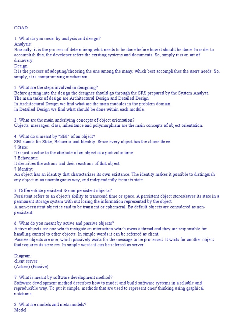 Ooad Faq Pdf Object Computer Science Class Computer Programming