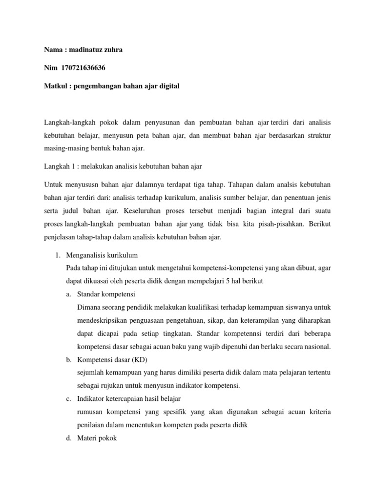 Analisis Kebutuhan Bahan Ajar Digital | PDF