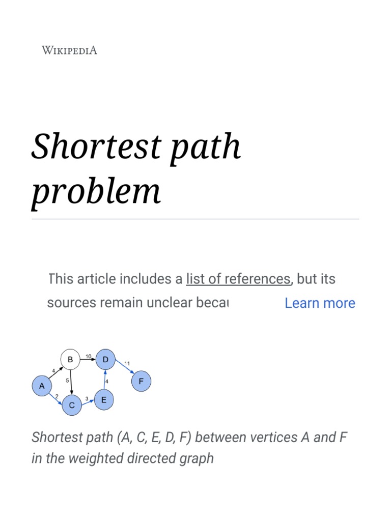 Shortest Path Problem - Wikipedia | PDF | Theoretical Computer Science ...