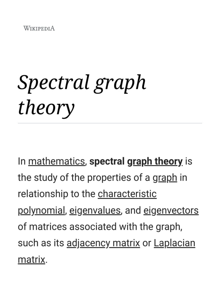 Spectral Graph Theory - Wikipedia | Download Free PDF | Mathematical ...