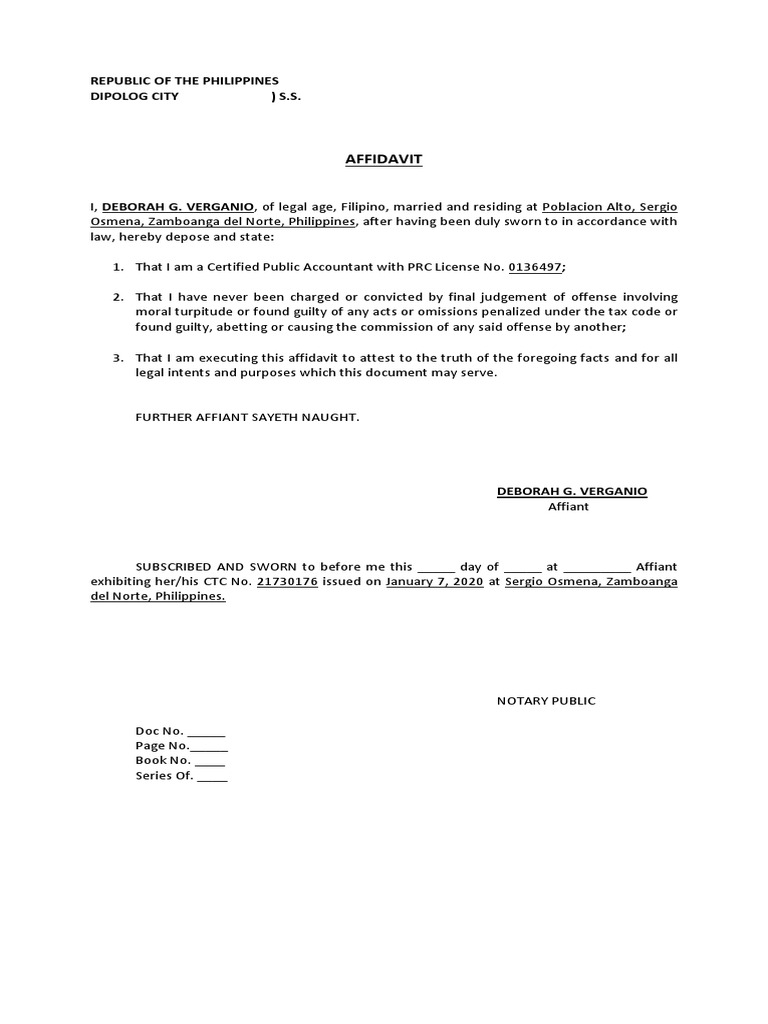 AFFIDAVIT | PDF | Affidavit | Notary Public