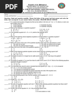 1ST Quarter Exam Math 9 2022 | PDF | Quadratic Equation | Equations