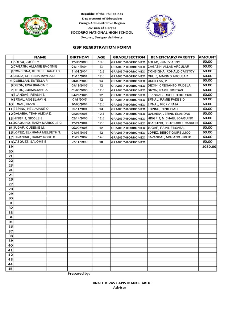 BSP - GSP Registration Forms 1 | PDF