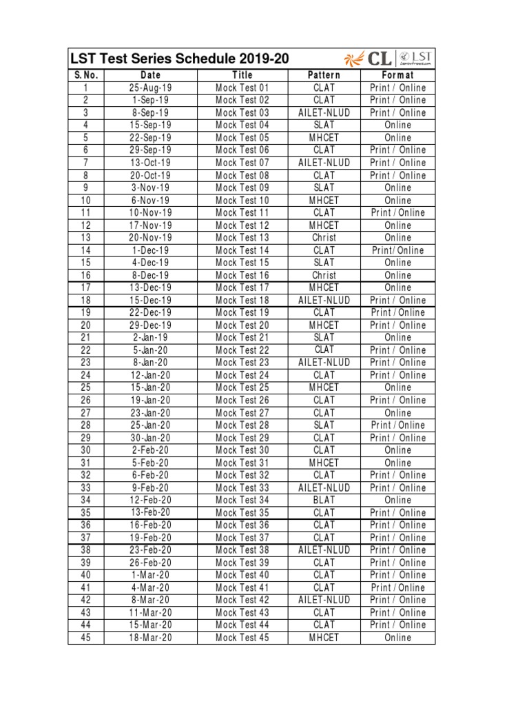 LST Test Series 2019-20 | PDF | Computing And Information Technology