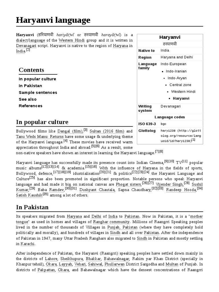 Haryanvi Language | PDF | Languages Of India | Languages