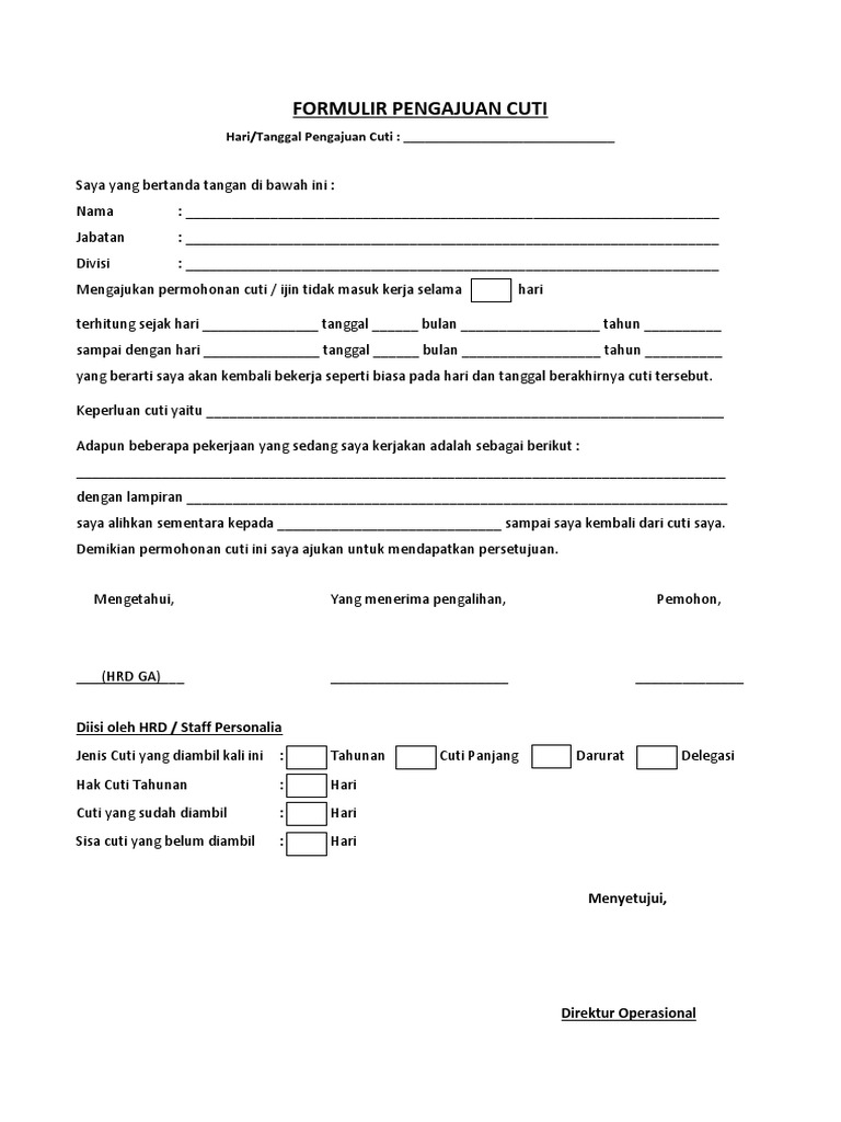 Formulir Pengajuan Cuti | PDF