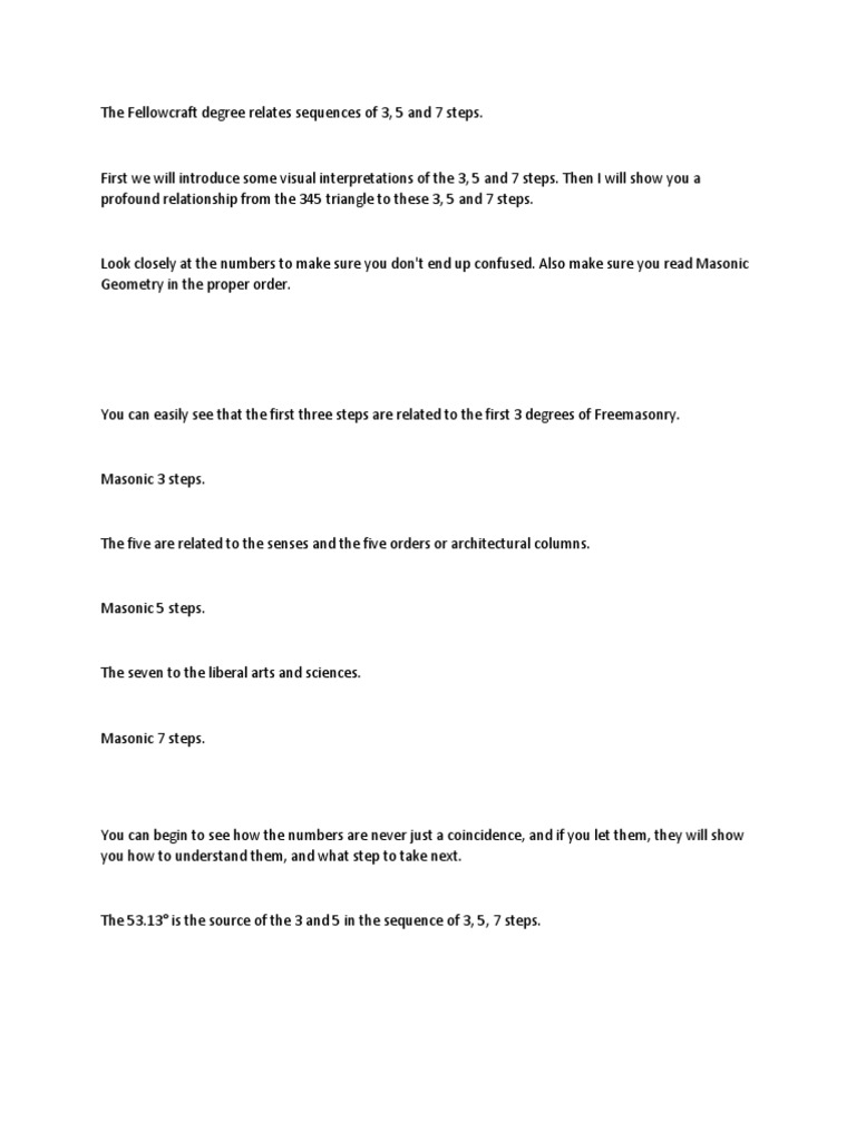 The Fellowcraft Degree Relates Sequences of 3 | PDF | Freemasonry