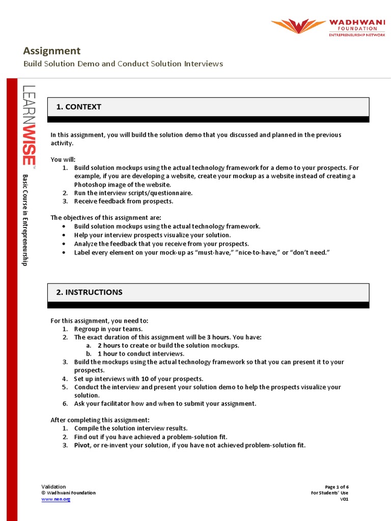 Assignment - Build Your Solution Demo and Conduct Solution Interviews | PDF | Interview | Cognition
