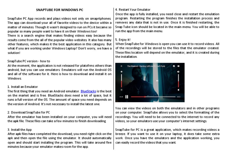 Snaptube For Windows PC | PDF | Microsoft Windows | Android (Operating ...