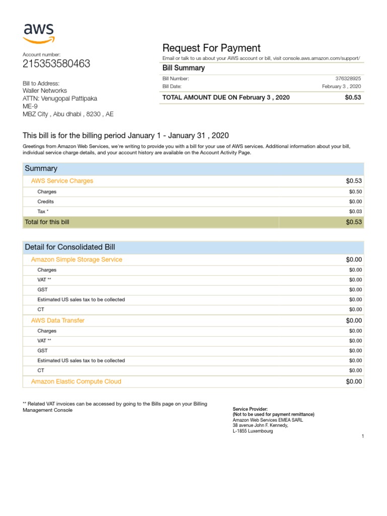 Invoice 376328925 | PDF | Amazon Web Services | Invoice