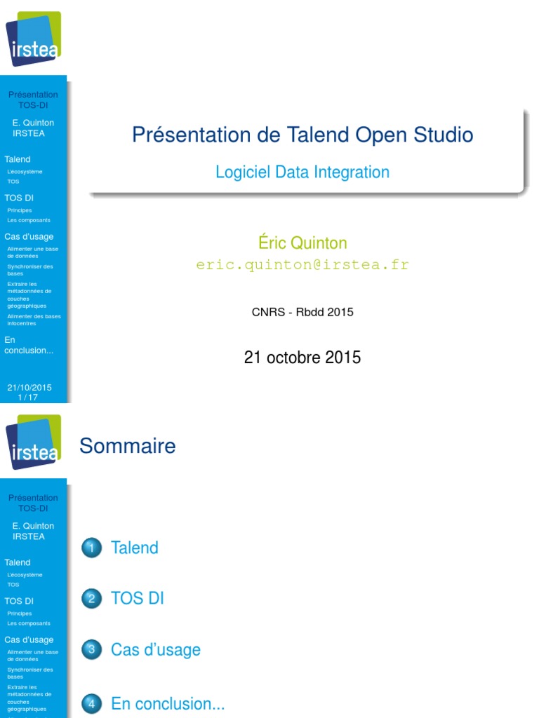 Talend Open Studio : Intégration de Données | PDF | Eclipse (Logiciel ...