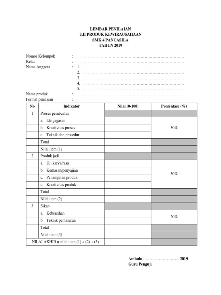 Lembar Penilaian Ujian Praktik Pkwu | PDF | Karier & Perkembangan | Kesehatan Holistik