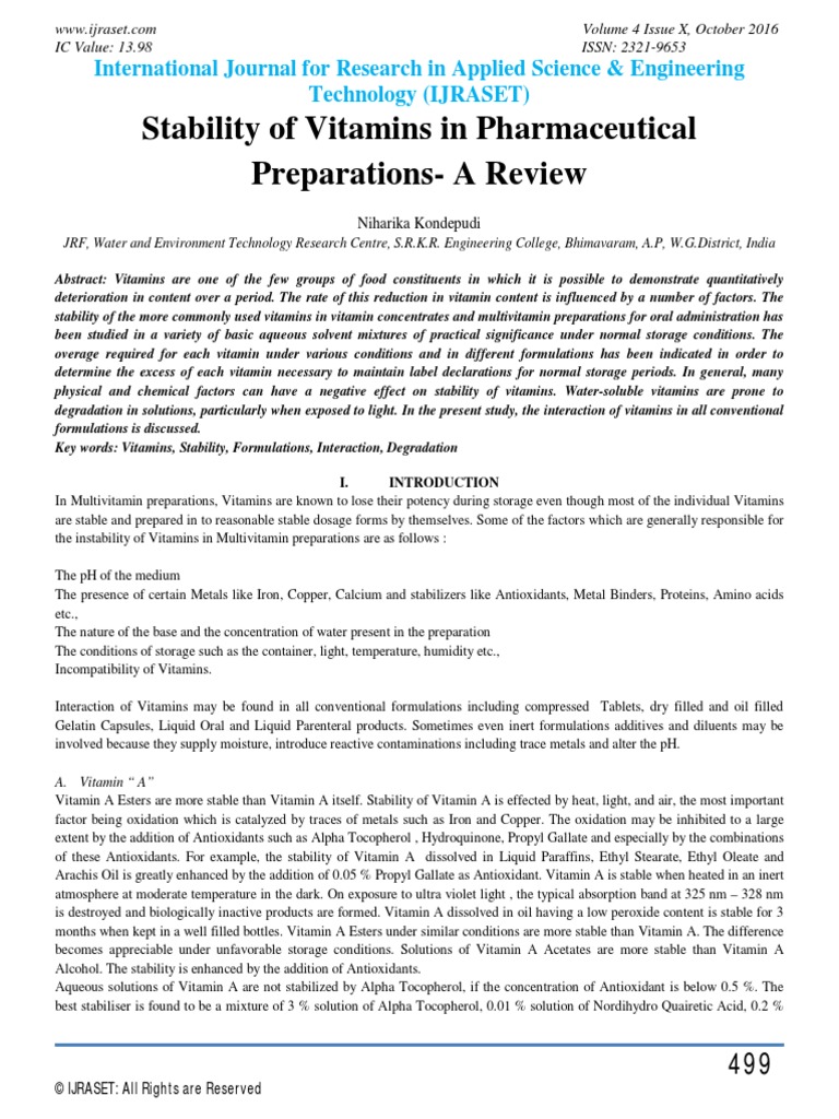 Multivitamin Stability | PDF | Antioxidant | Pharmaceutical Formulation