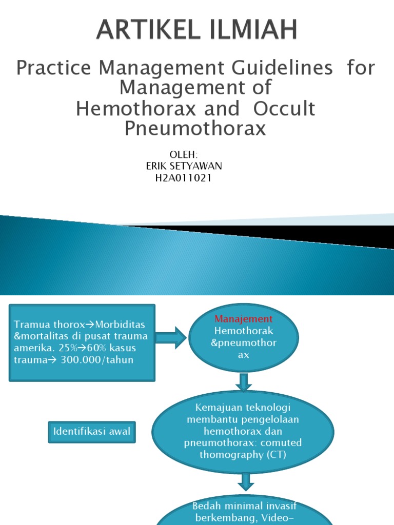 Practice Management Guidelines For Management of Hemothorax and Occult ...