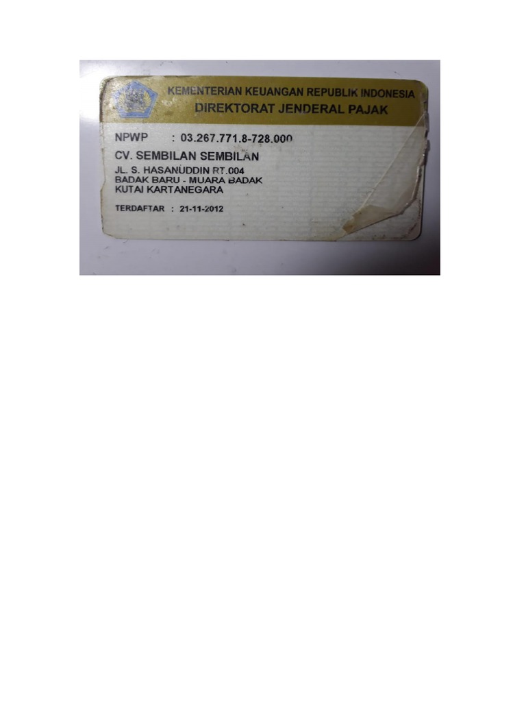 NPWP CV Sembilan PDF | PDF