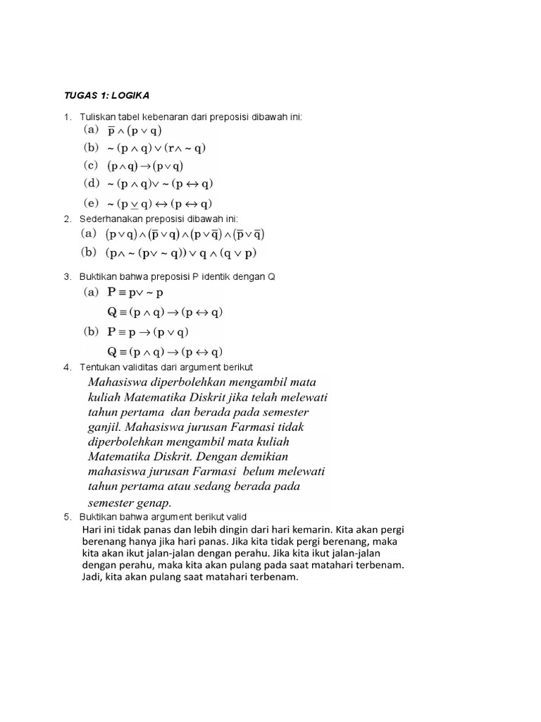 TUGAS 1 Mat - Diskrit | PDF