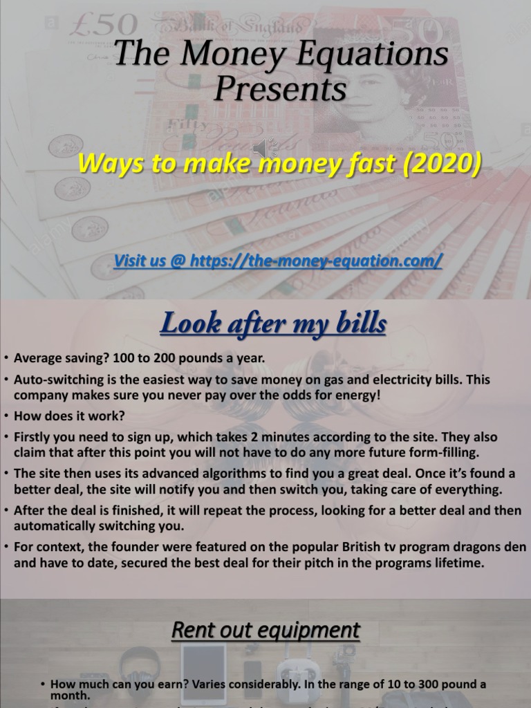 The Money Equations 15 Ways To Earn Money 2020 | PDF | Blog | Lyft