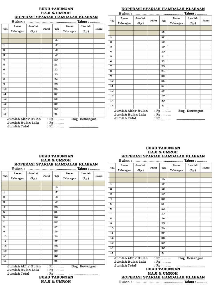 BUKU TABUNGAN Haji Zaini | PDF