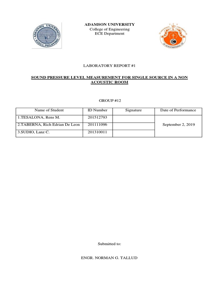 EXP 1 Lab Rep For Print | PDF | Decibel | Quantity