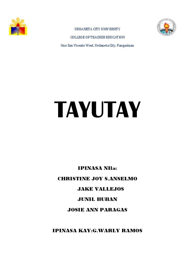 TAYUTAY WRITTEN REPORT & Lesson Plan (Christine Joy Anselmo & Jake ...