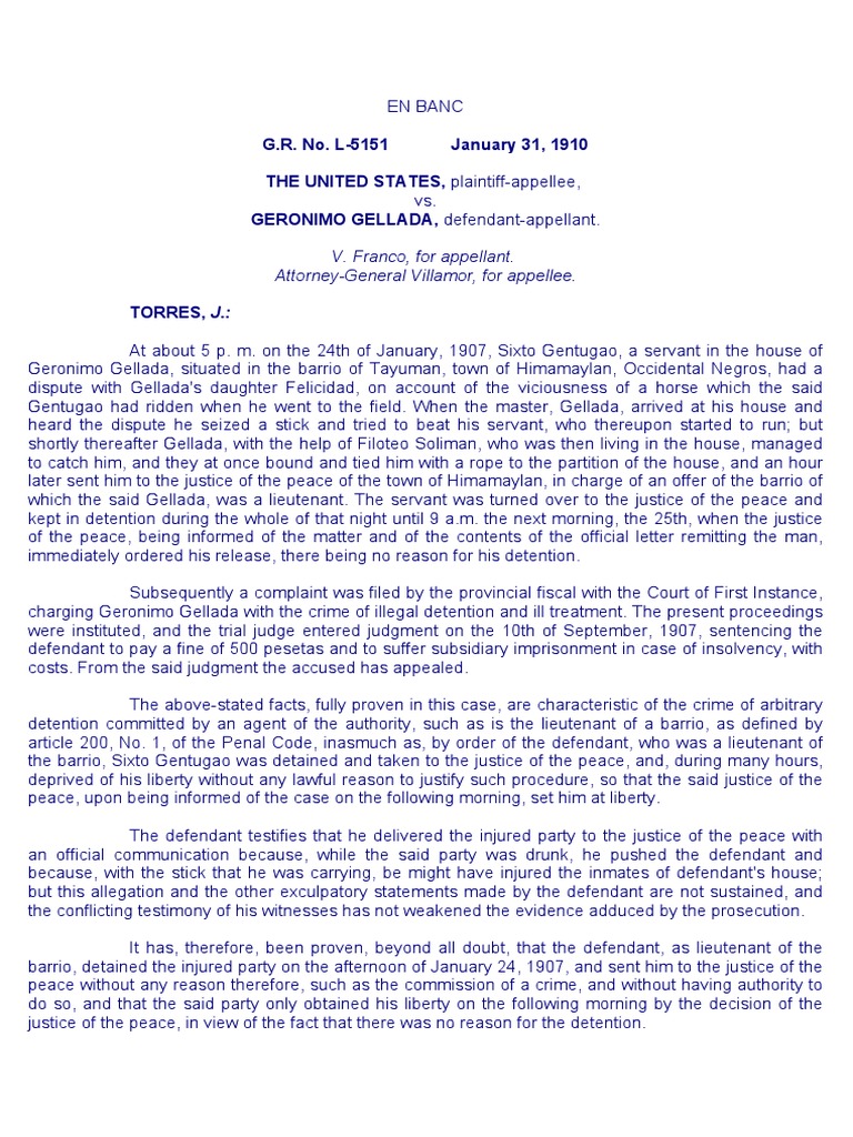 US vs. GELLADA G.R. NO. L-5151 | PDF | Testimony | Judgment (Law)