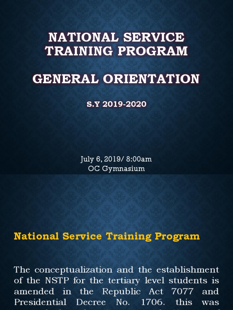 National Service Training Program Orientation | PDF | Social ...
