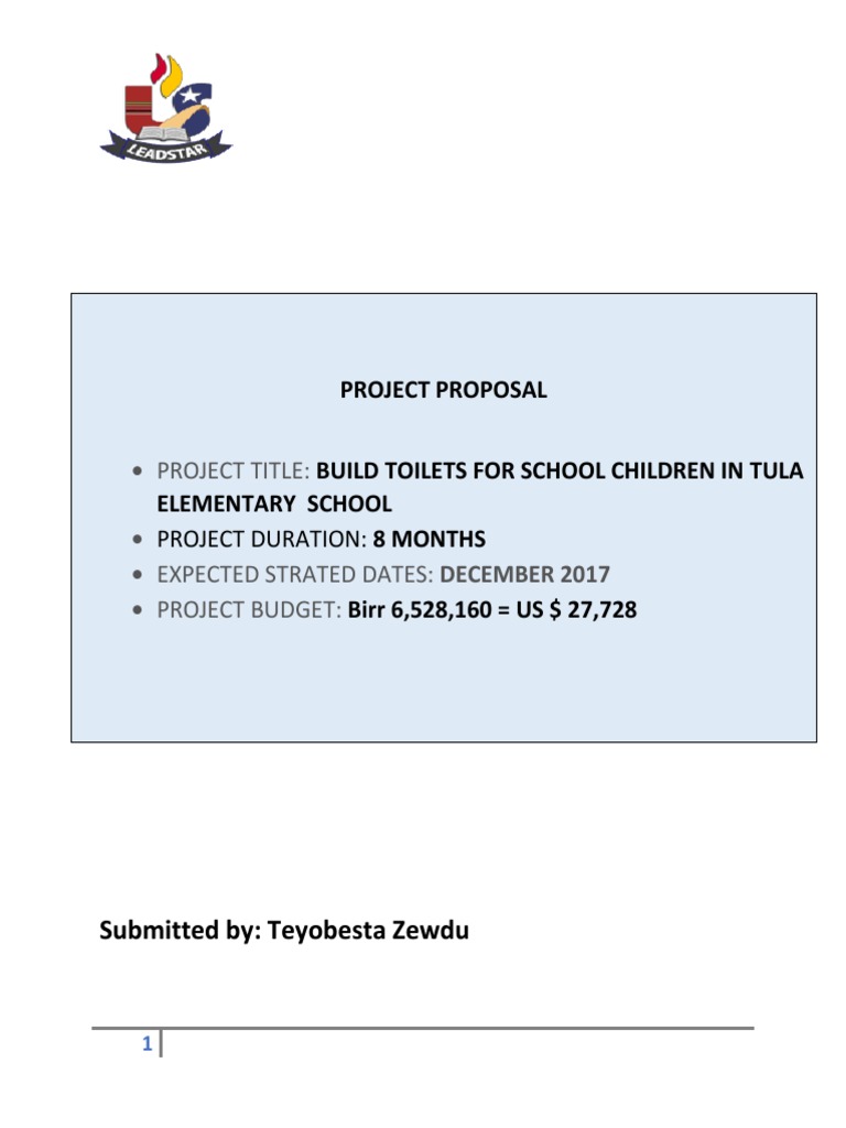 PROJECT PROPOSAL at BULLET PROJECT TITLE | PDF | Wash | Sanitation