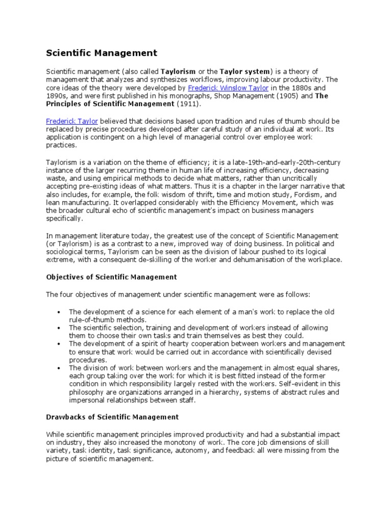 THEORIES-Scientific Management | PDF | Economies | Business