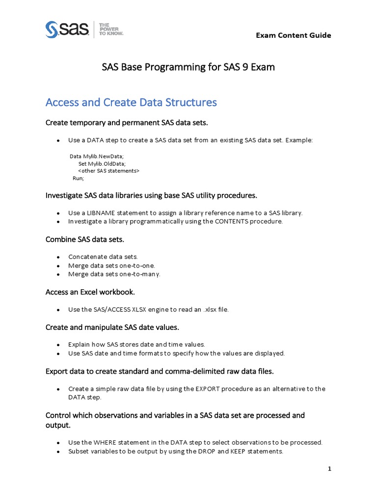 SAS Certified Specialist: Base Programming Using SAS 9.4 - Syllabus | PDF | Sas (Software ...