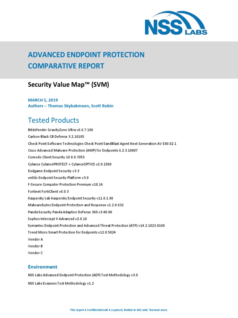 NSS Labs AEP Comparative Report Security Value Map | PDF | Total Cost Of Ownership | Computing