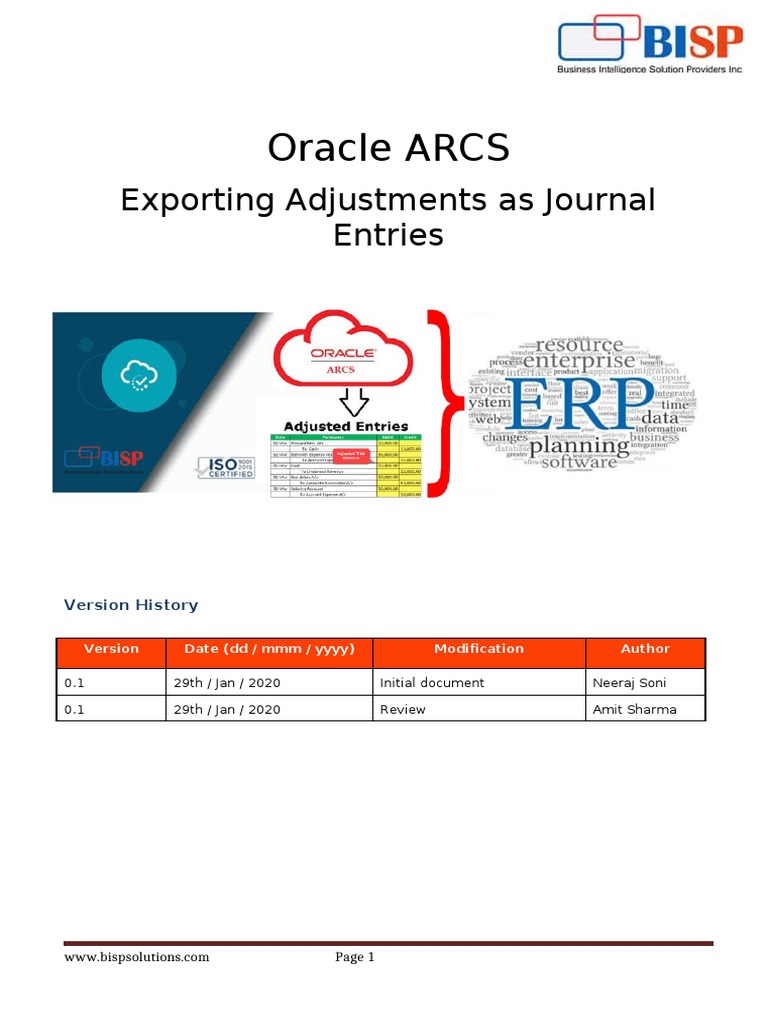Oracle ARCS Exporting Adjustments As Journal Entries | PDF | Text File ...