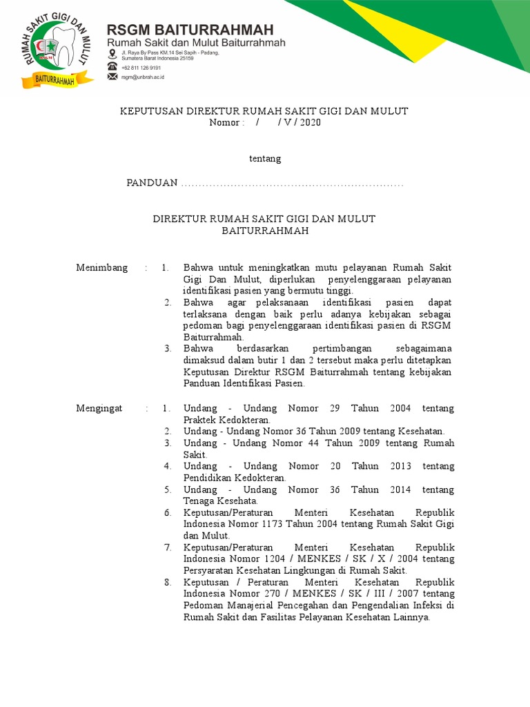SK Penetapan SPK Dan RKK PPA Dan Staf Klinis Lainnya | PDF